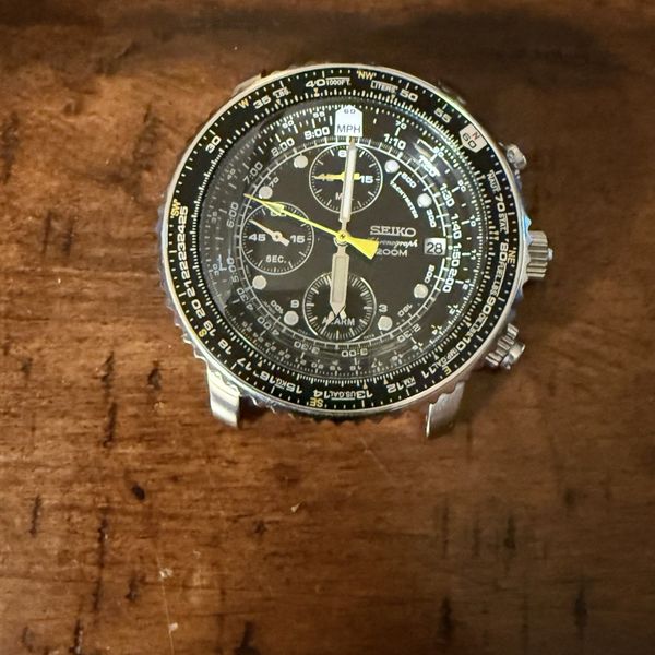 Seiko "Flighty" SNA411 Flightmaster Chronograph & Tachymeter Watch 7T62 ...