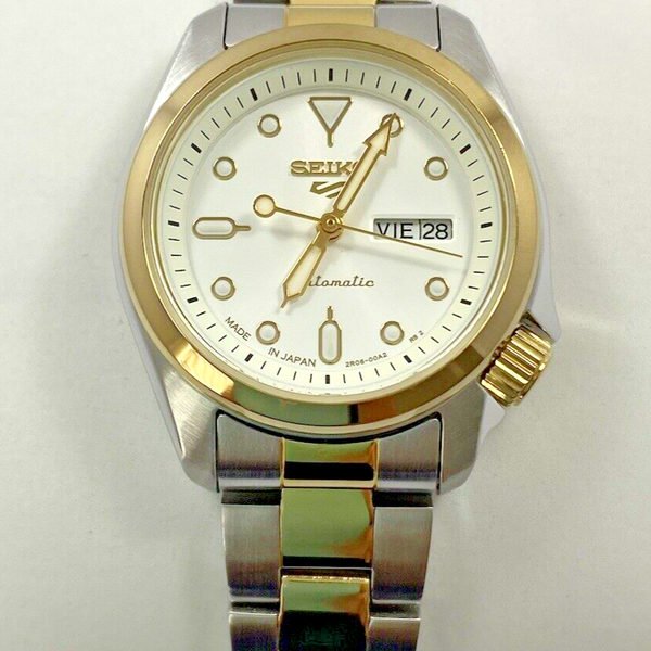Seiko 5 Sports Automatic White Dial Two Tone Stainless Steel Ladies ...
