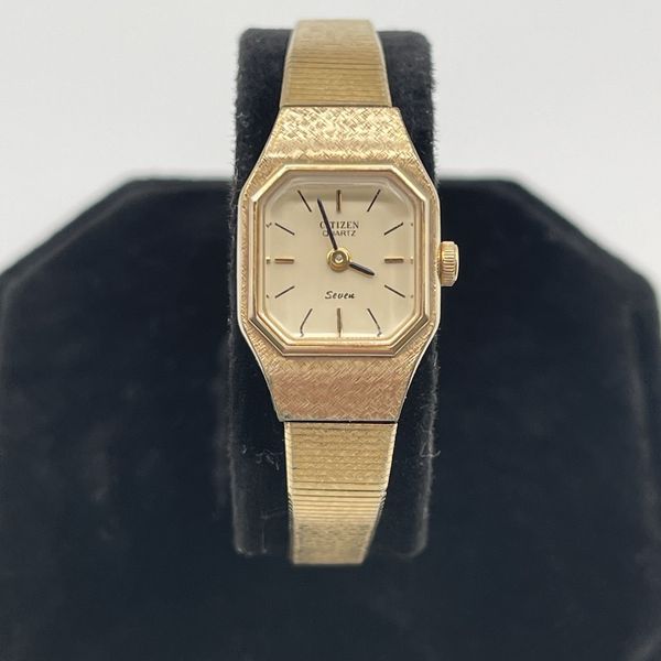 Vintage Citizen Seven Ladies Quartz Gold Tone Octagon Watch 4-833571 ...