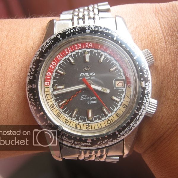 SOLD: Beautiful Vintage Enicar Sherpa Guide GMT 600 watch in all ...