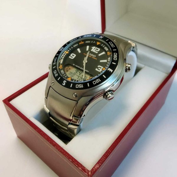 New Casio AMW-701D-1AV Hunting Timer Phase Data Dual Time 100M Water ...