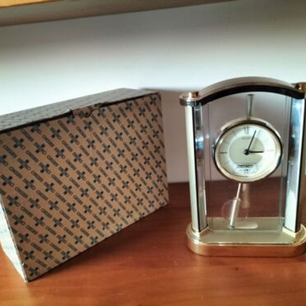 SEIKO TABLE DESK PENDULUM CLOCK QUARTZ VINTAGE WATCH UHREN OROLOGIO NOS ...