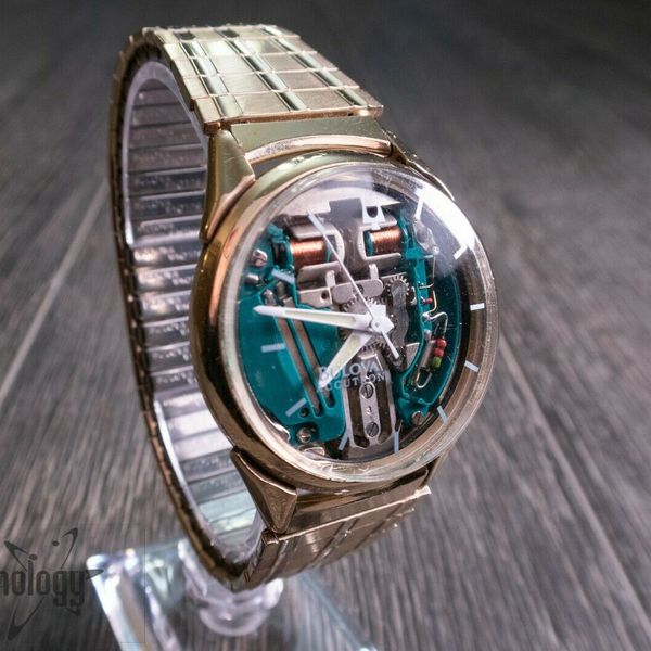 Vintage Bulova Accutron 214 Spaceview Conv. Date Code N0 1970 Case ...