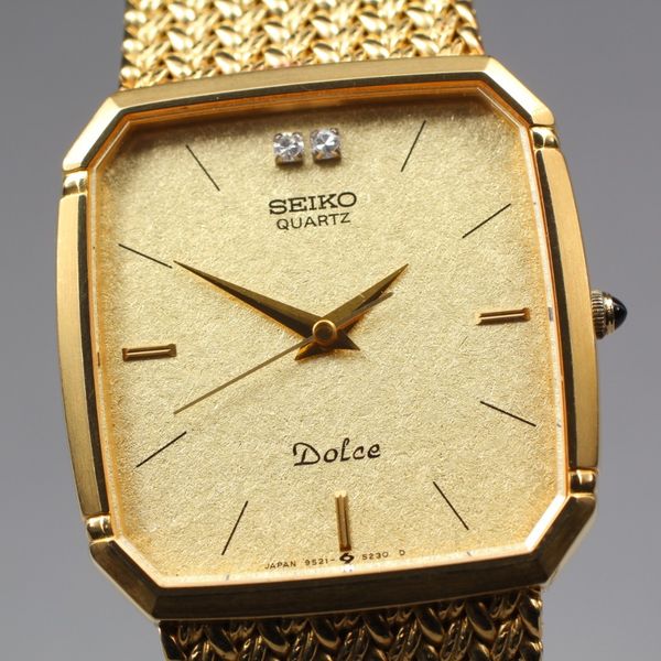 1986ã N MINTw/Boxã SEIKO Dolce 9521-5210 Gold 2P Diamonds Square Men's Watch JAPAN | WatchCharts ...