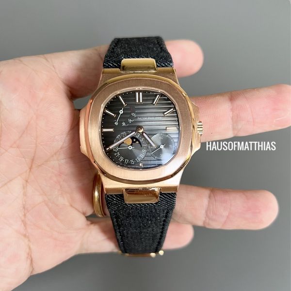 Handmade in Grey Denim leather for the Patek Philippe Nautilus 5712/ ...