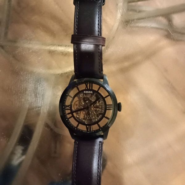 Fossil Townsman ME3098 Automatic Skeleton Dial Men's Watch - Dark Brown ...