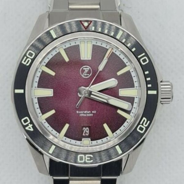 Zelos Swordfish 40 Burgundy/Red Dial Automatic Watch New and Unworn ...
