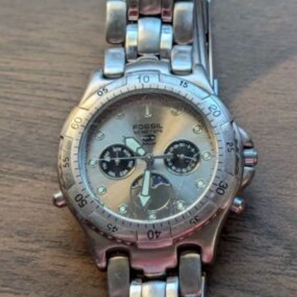 Vintage Fossil Moon Phase Chronograph Watch BQ-9011 Quartz 38MM ...