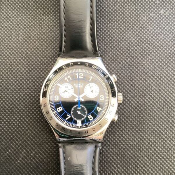 swatch irony YCS 447S Black Spy Chronograph Watch | WatchCharts Marketplace