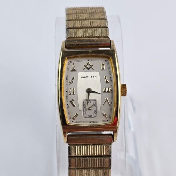 Vintage Hamilton Masonic Marker quartz Wristwatch Gold tone Runs Good ...