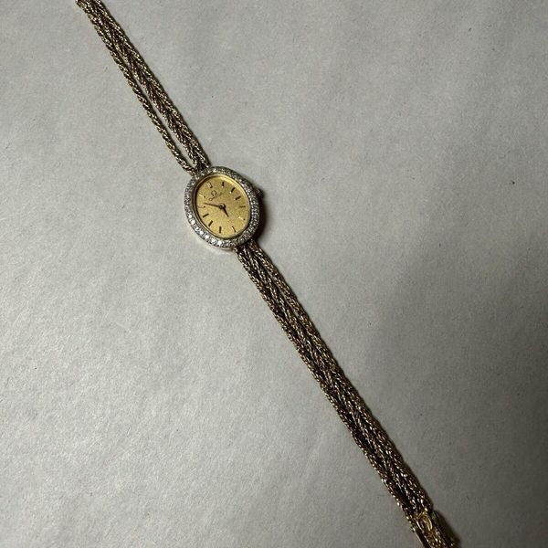 Omega Vintage Women's 14K Diamond Heavy Solid Gold Watch Swiss Movement ...