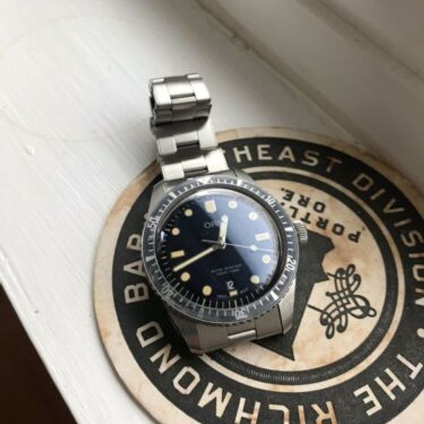 Oris Diver 65 40mm Automatic Watch Blue Dial Ghost Bezel Mod ...