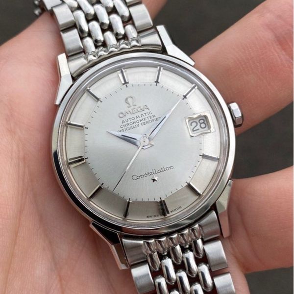 Pristine Omega Constellation Pie Pan Dial - Ref. 168.005 Steel “Dog-Legged Lugs” and original ...