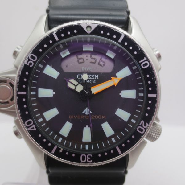 CITIZEN AQUALAND C520-000371 ANA/DIGI CHRONOGRAPH SS QUARTZ MENS DIVER ...