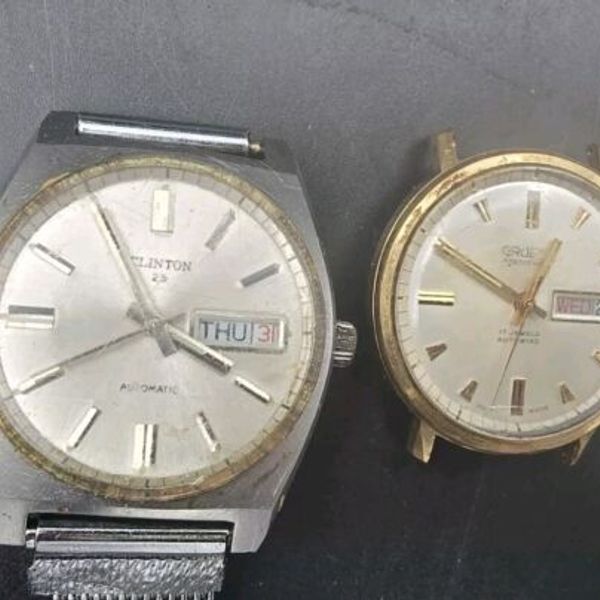 2 Vintage Men Watches 17 Jewels Gruen Precision Autowind Clinton 25 ...