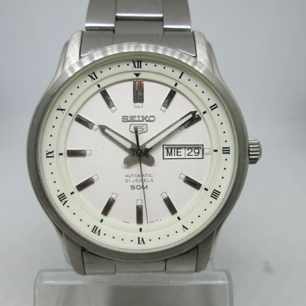 SEIKO 7S26-04S0 42MM DAYDATE STAINLESS STEEL AUTOMATIC MENS WATCH ...