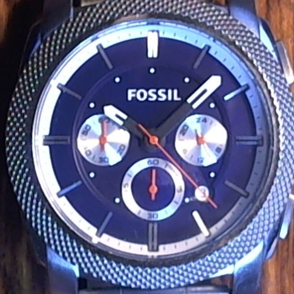 Vintage Fossil dive chronograph with deep blue dial and three sub-dials ...