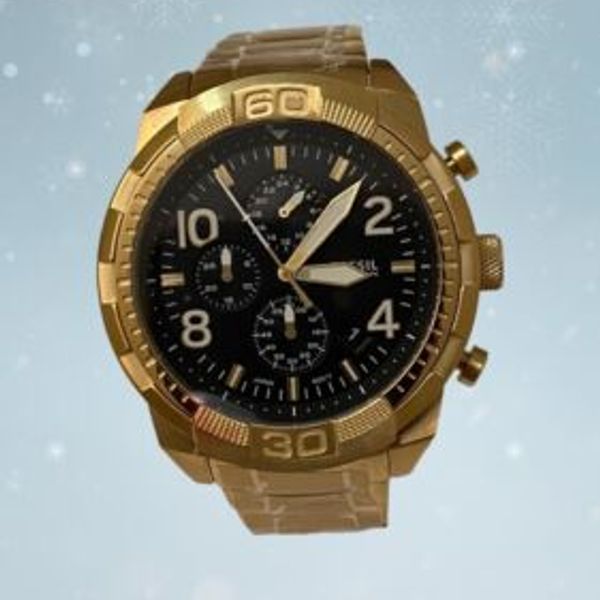 Fossil Men's Bronson Chronograph FS 5877 Gold-Tone Stainless Steel ...