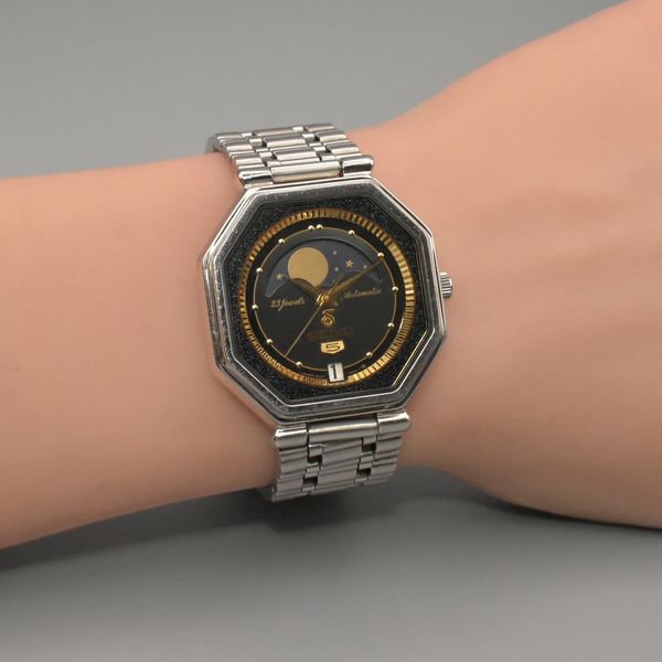 RARE SEIKO 5 Seiko Five 6347-5000 Automatic 23 Jewels Lunar Calendar ...