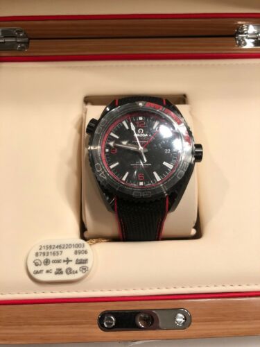 New Omega Seamaster Planet Ocean GMT Deep Black Red Ceramic 215.92.46 ...