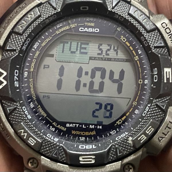 Casio 3246 Pathfinder Triple Sensor Titanium Solar Watch Last Day ...
