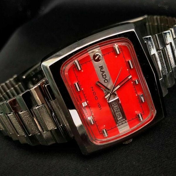 Vintage Rado NCC 101 Red Dial Automatic 25 Jewels Watch Great Condition ...