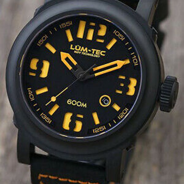 Lum-Tec Watch Abyss 600M-4 Automatic Mens Diver Black Leather Strap ...