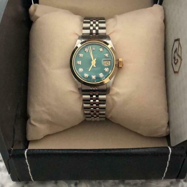 Rolex 6916 18k & Steel Hulk Green Diamond Date Lady Mainspring Box ...