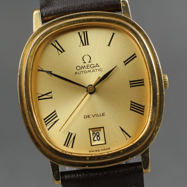 READ [N MINT] Vintage OMEGA DeVille Cal 1012 Gold Roman Dial 32mm AT ...