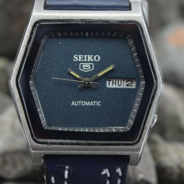 VINTAGE SEIKO 6309 AUTOMATIC WRIST WATCH. BEAUTIFUL GREEN DIAL. SS CASE ...