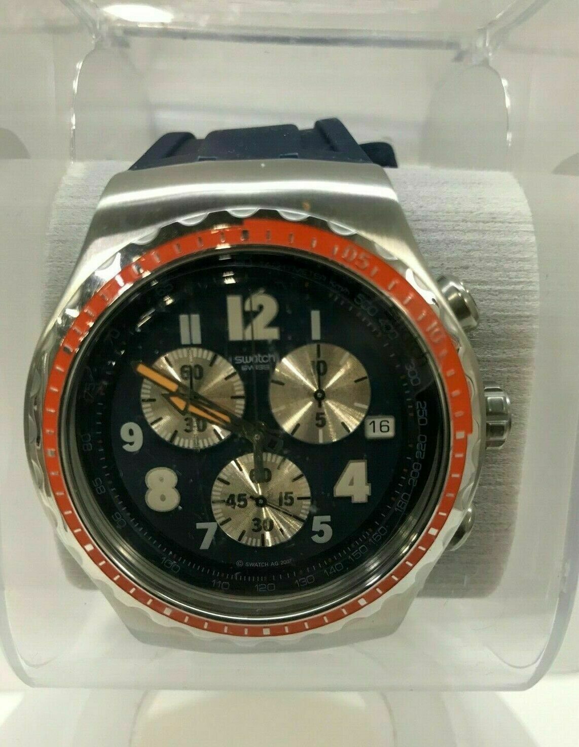 **NEW** SWATCH AG 2007 Swiss Stainless Steel YOS423 Chronograph Men's ...