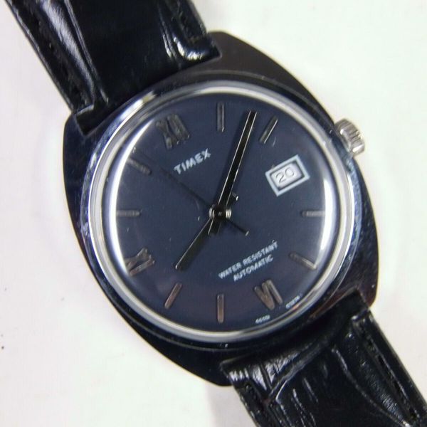 Vintage TIMEX Self-Winding AUTOMATIC men date watch Chromium p BLUE ...