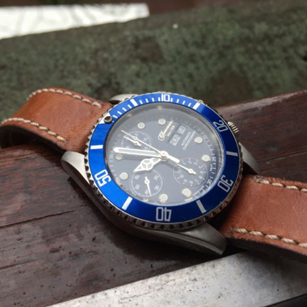 Chenevard Blue Submariner Automatic Chronograph Submariner homage ...