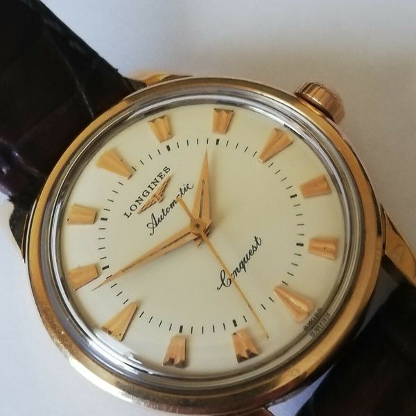 Vintage automatic Longines Conquest 18k Gold Cal. 19 AS ref: 9001 6 ...