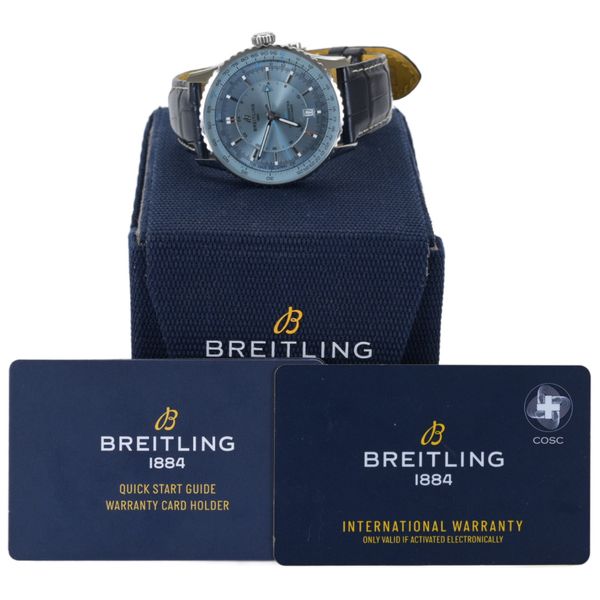 Breitling Navitimer GMT 41mm Ice Blue Dial Automatic Men's Watch + Box ...