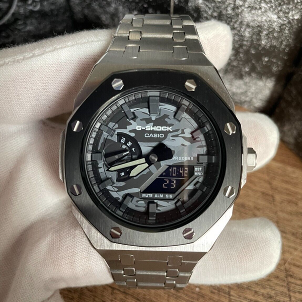 Custom Casioak G-Shock Watch GA2100 Mod Ship from USA Royal Oak Camo ...