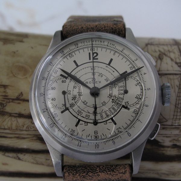 VINTAGE ROLEX WATCH REF 3335 A RARE 1940s STEEL MANUAL WIND CHRONOGRAPH ...