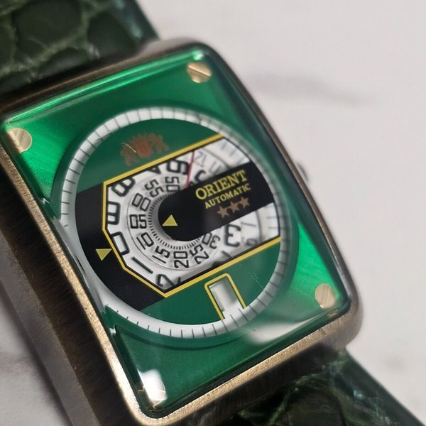 RARE Green/Bronze JDM Orient NRAK-A0 Jump Hour Automatic Disc Watch ...