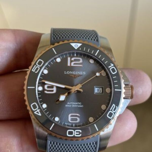 Longines Hydroconquest 41mm L3.781.3.78.9 Auto Sunburst Grey/Rose Gold. Full Set | WatchCharts ...