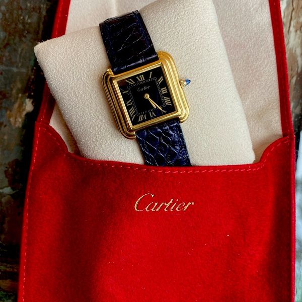 Rare Cartier Stepped Tank Premust Unisex Watch 28mm Manual Wind 18K GP ...