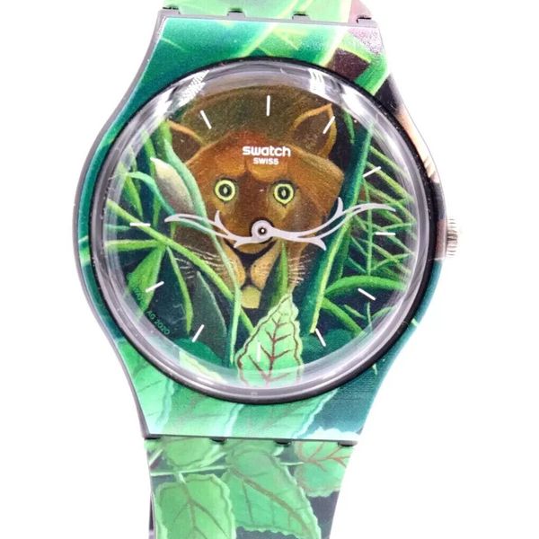 Brand New Swiss Swatch X Moma Dream Green Jungles Silicone Watch 40mm ...