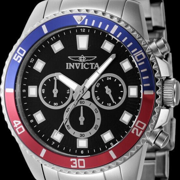 Invicta Men's Pro-Diver Watch 45MM Stainless Case Chrono Black Dial ...