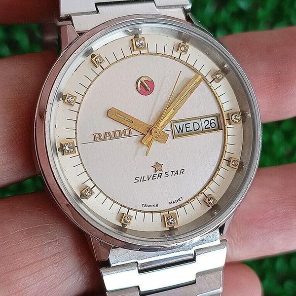 NICE VINTAGE RADO SILVER STAR DAY/DATE AUTOMATIC 17 JEWELS SWISS MADE ...