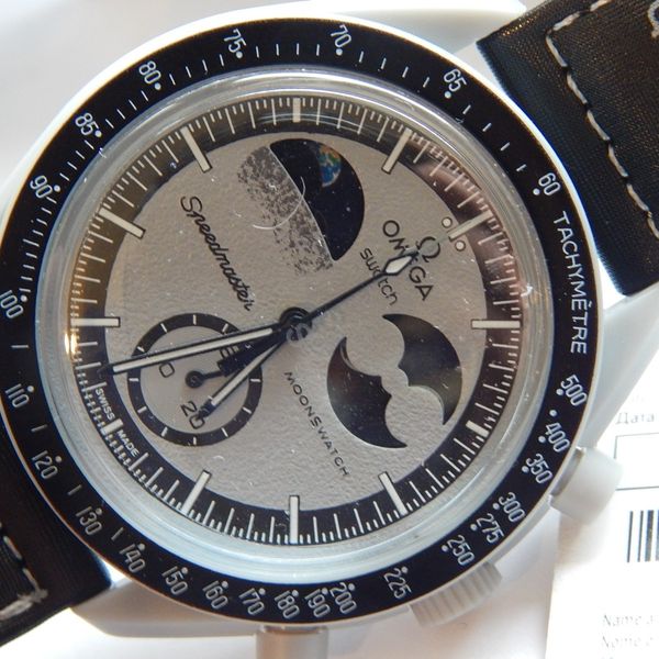 GENTS OMEGA X SWATCH BIOCERAMIC SPEEDMASTER QUARTZ MOONPHASE WATCH NEW ...