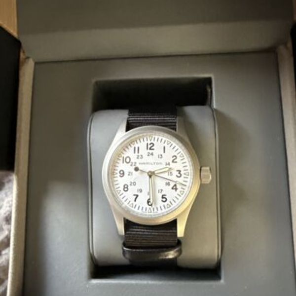 hamilton khaki field mechanical white dial | WatchCharts Marketplace
