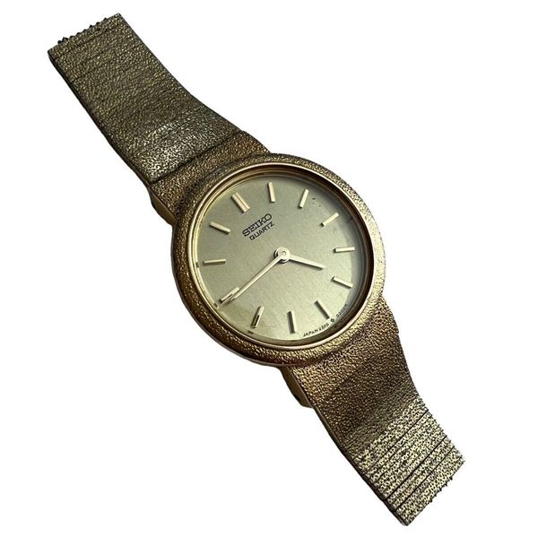 Vintage SEIKO 2320-0058 Quartz Watch Gold Dial 21mm 1980s, Working, New ...