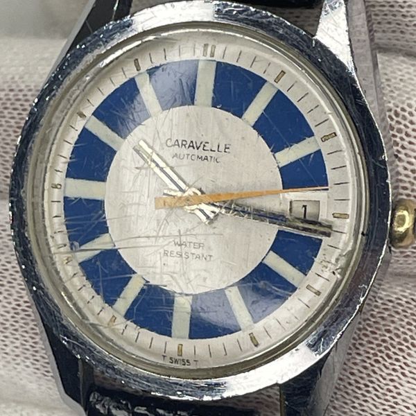 Vintage Bulova Caravelle N2 Automatic Blue Spoke 1972 36MM Runs As Is ...
