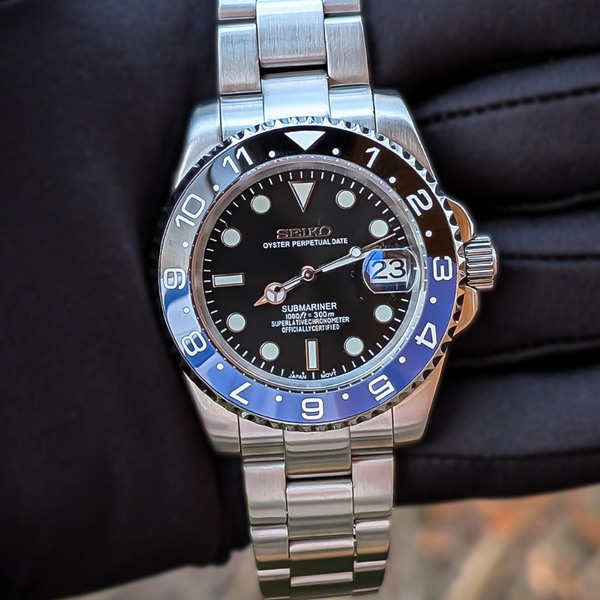 Seiko MOD GMT BATMAN Mod Automatic Watch Custom NH35 Movement ...
