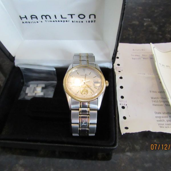 Hamilton Masterpiece 8482 Freemason Masonic Mens Watch Two Tone Diamond ...