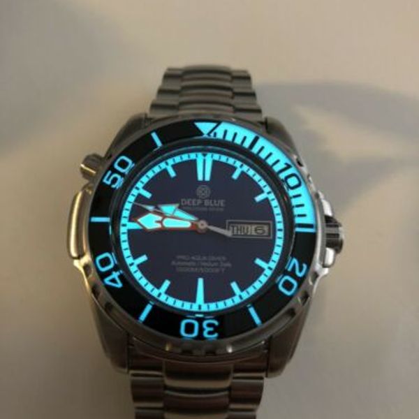RARE 1/4 BEZEL Deep Blue Pro Aqua Diver Watch | WatchCharts Marketplace